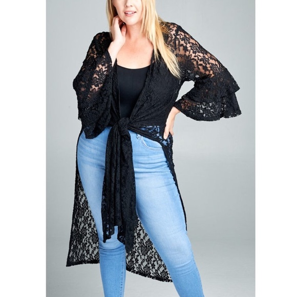 Tops | Plus Boho Lace Long Cardigan Duster Maxi Tunic Top | Poshmark